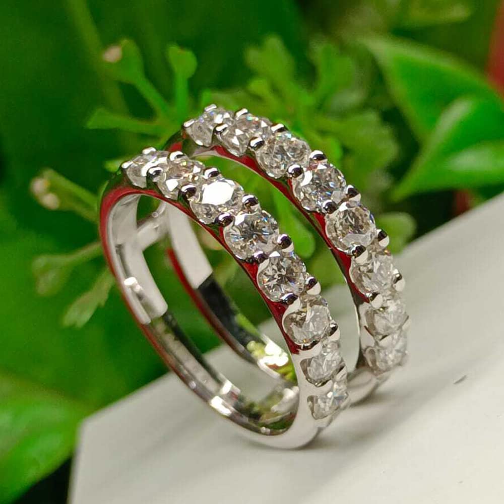 RITZIN Enhancer Round Brilliant Cut White Moissanite Diamond 925 Sterling Silver Ring Guard - 3 MM (6)