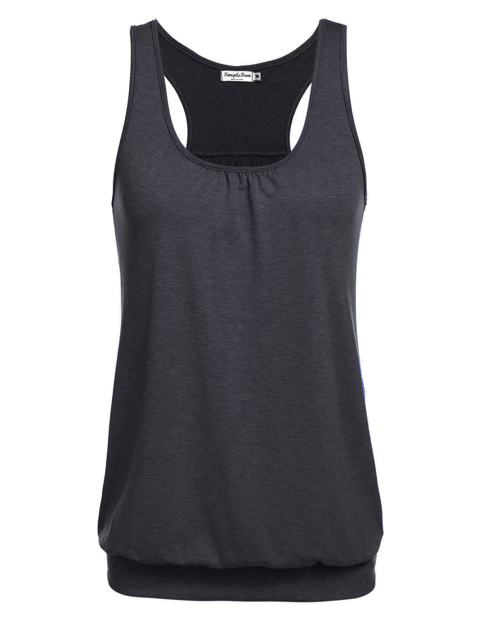 Summer Sportswear Tops for Women Loose Fit Tank Tops Gym Clothes Dark Grey S
