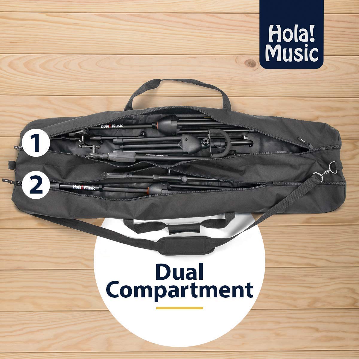 Pair of PA Speaker Stands by Hola! Music, Professional Heavy-Duty Tripod Structure, Model HPS-500PA Bundle with Bag