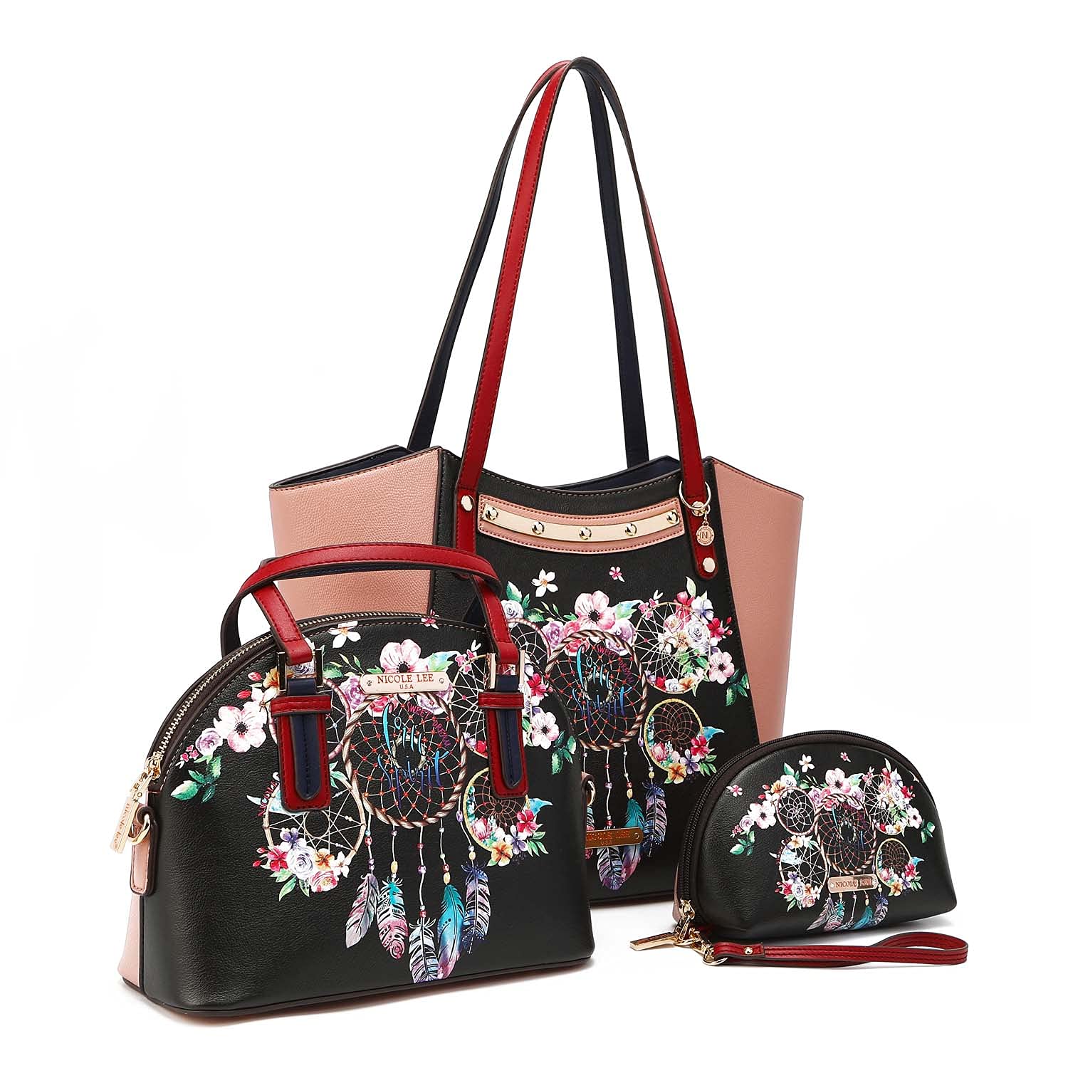 Nicole Lee Dream ofAll Colors 3 Piece Set (Shopper, Mini Dome Satchel, Pouch)