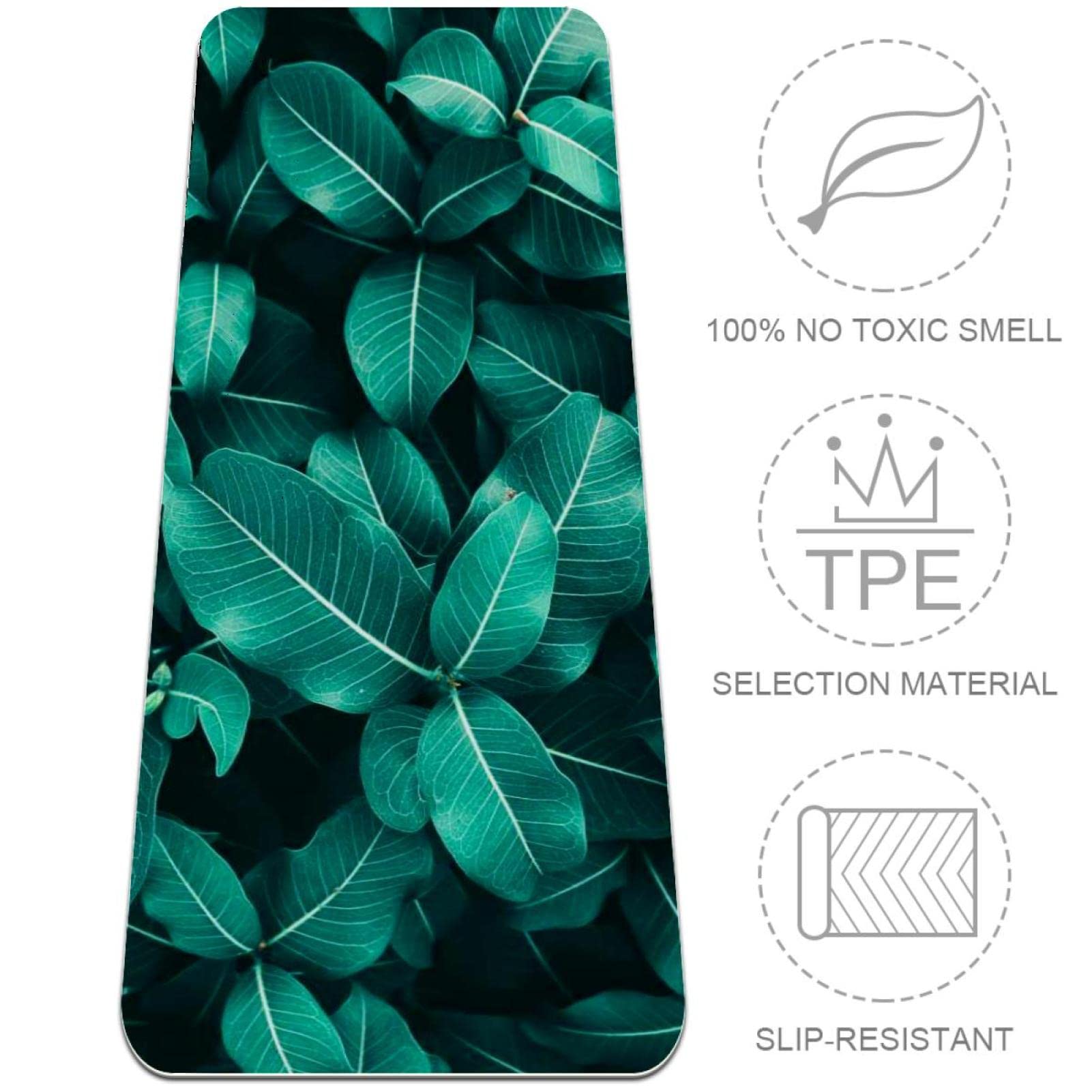 Yoga Mat, Yoga Mats for Home Workout, Workout Mat, Exercise Mats, Pilates Mat, tropical plant leaves blue pattern