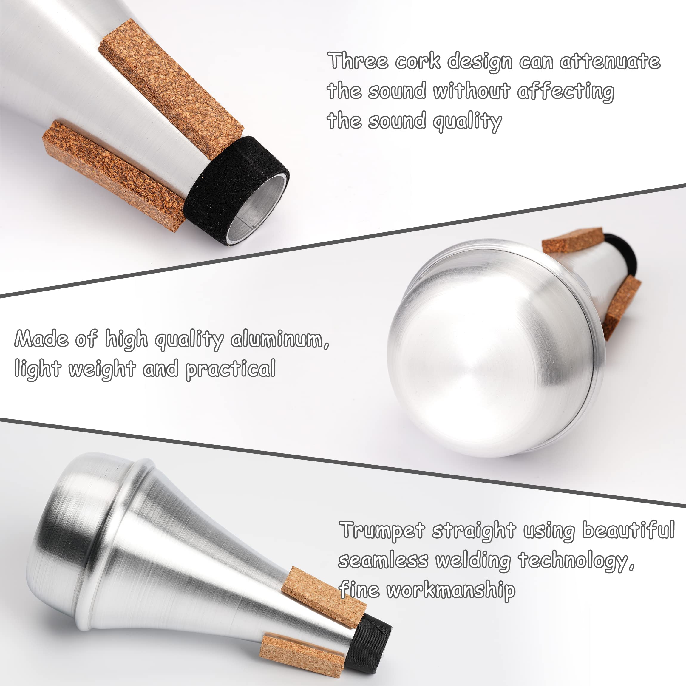 Trumpet Straight, Lightweight Practice Trumpet Mute, Aluminum Alloy Trumpet Mute Silencer for Jazz
