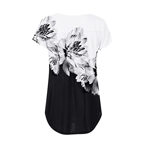 Women's T-Shirts V-Neck Dandelion Print Short Sleeve Casual Tee Tops Cute Graphic Shirts at-0207-dx-q1