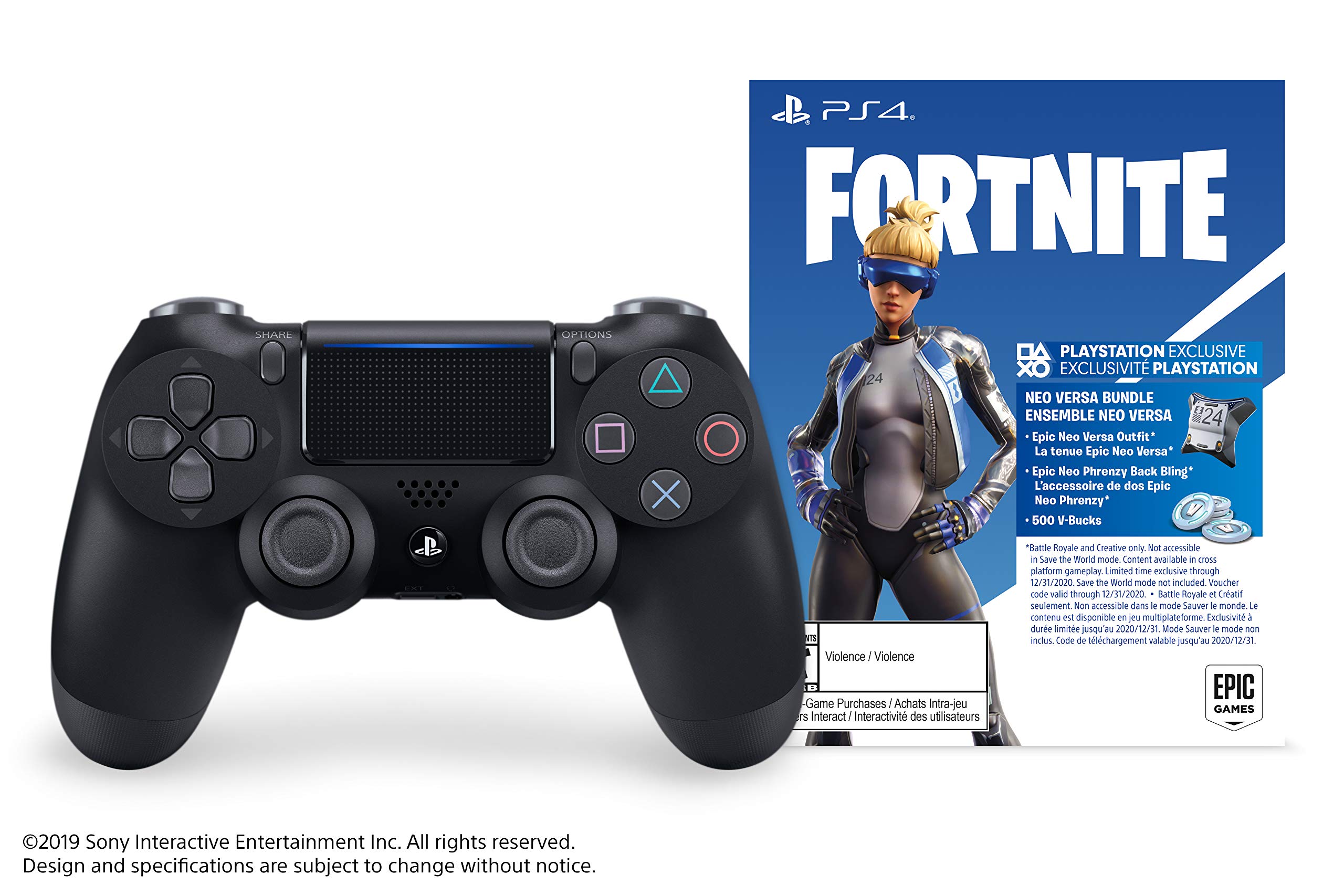 Sony Dualshock 4 Wireless Controller for PlayStation 4 - Fortnite Jet Black - PlayStation 4
