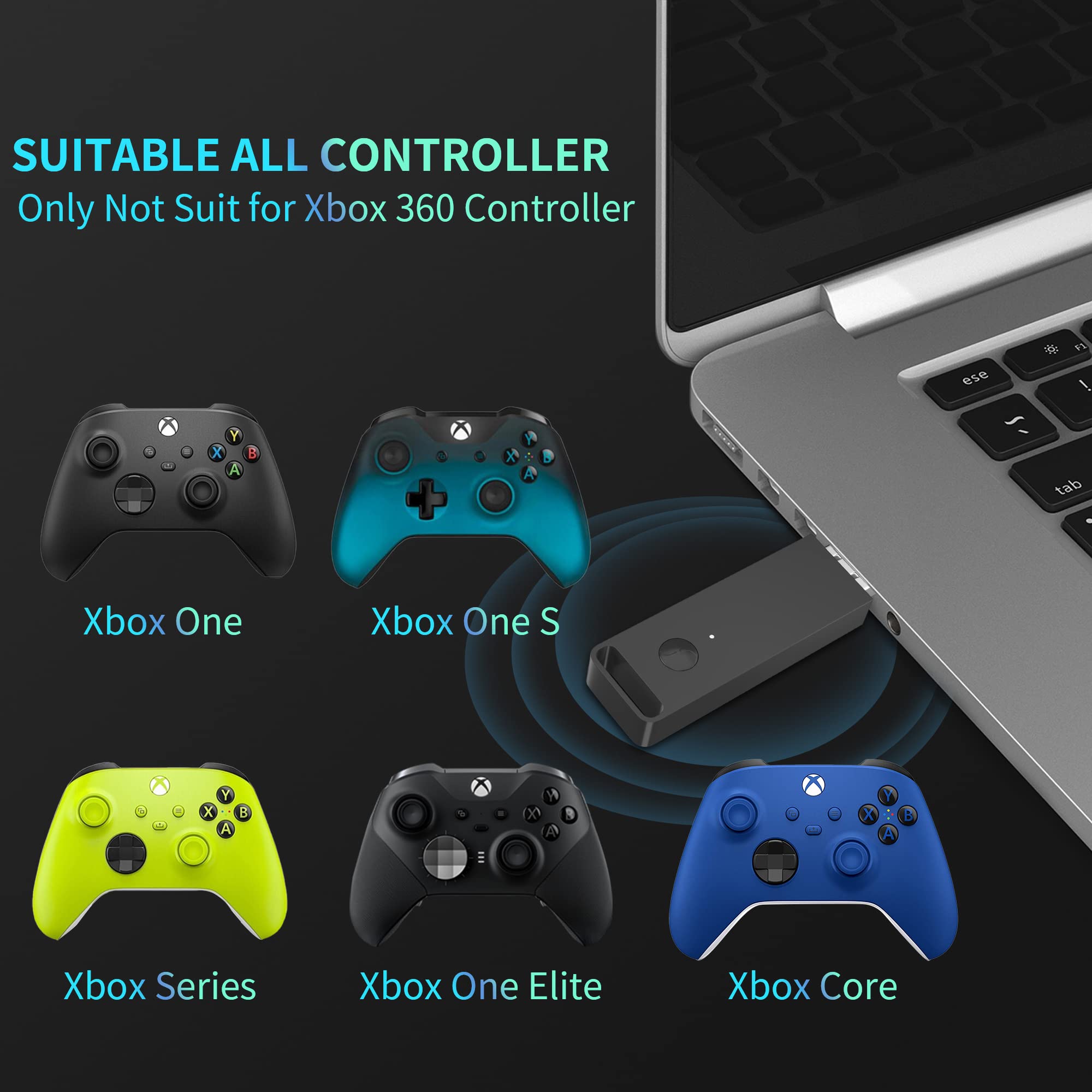 pojifi Xbox Wireless Adapter Upgrade Version for Windows 10/8/7 Compatible with Xbox One Controller, Xbox One X, Xbox One S and Elite Series Controller