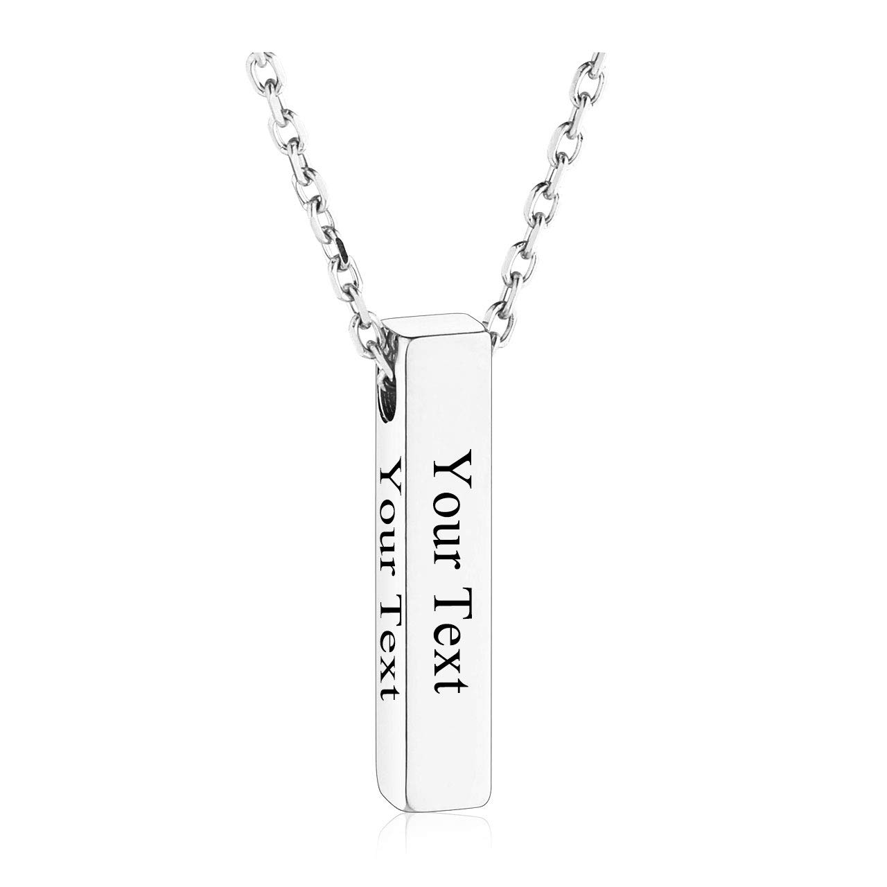 PiercingJ Free Engraving Personalized Custom Stainless Steel Urn Memorial Pendant Bar Necklace Bottle Locket Memorial Necklace Ashes Keepsake Cremation Jewelry