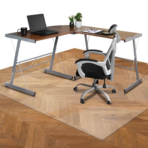 SALLOUS Clear Chair Mat for Hard Floors, 63" x 51" Large Office Chair Mat for Hardwood Floor, Chair Mat for Hard Surface, Floor Protector Desk Mat for Home Office, Gaming Easy Glide (Clear)