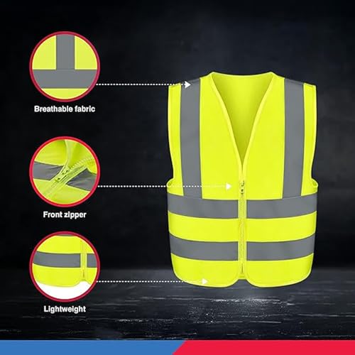 Neiko 53963A High Visibility SAFETY Vest with 2 Pockets, ANSI/ISEA Standard, Color Neon, Size XL, X-Large, Yellow