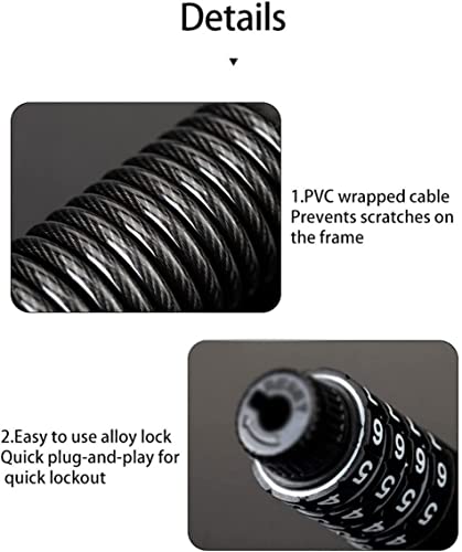 UPPVTE Anti-Theft Bicycle Lock,Cable Helmet Lock Chain Bike Lock Fold Backpack Cycling Password Lock Bike Accessories Anti-Theft Lock (Color : A)