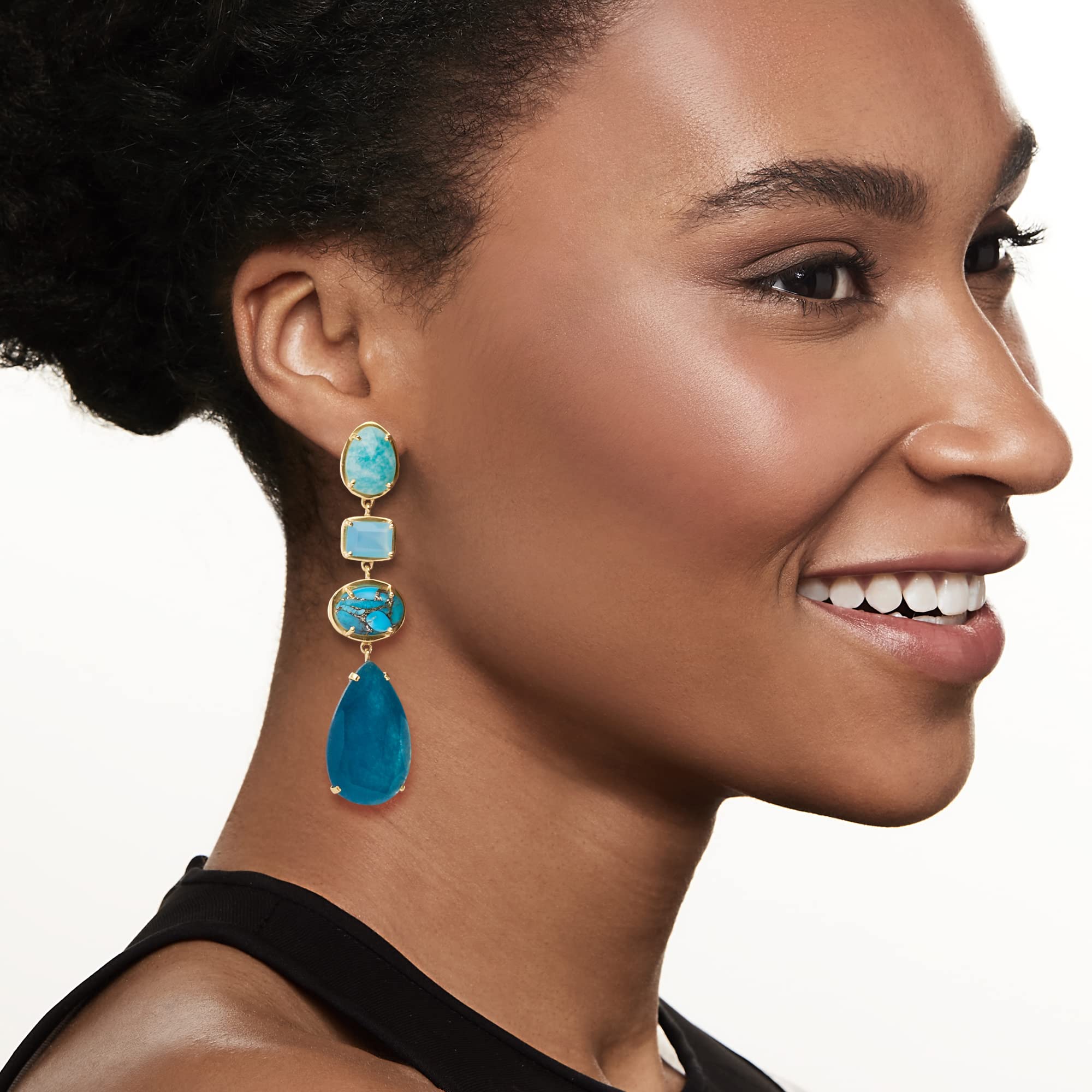 Ross-Simons 50.00 ct. t.w. Multi-Gemstone Drop Earrings in 18kt Gold Over Sterling