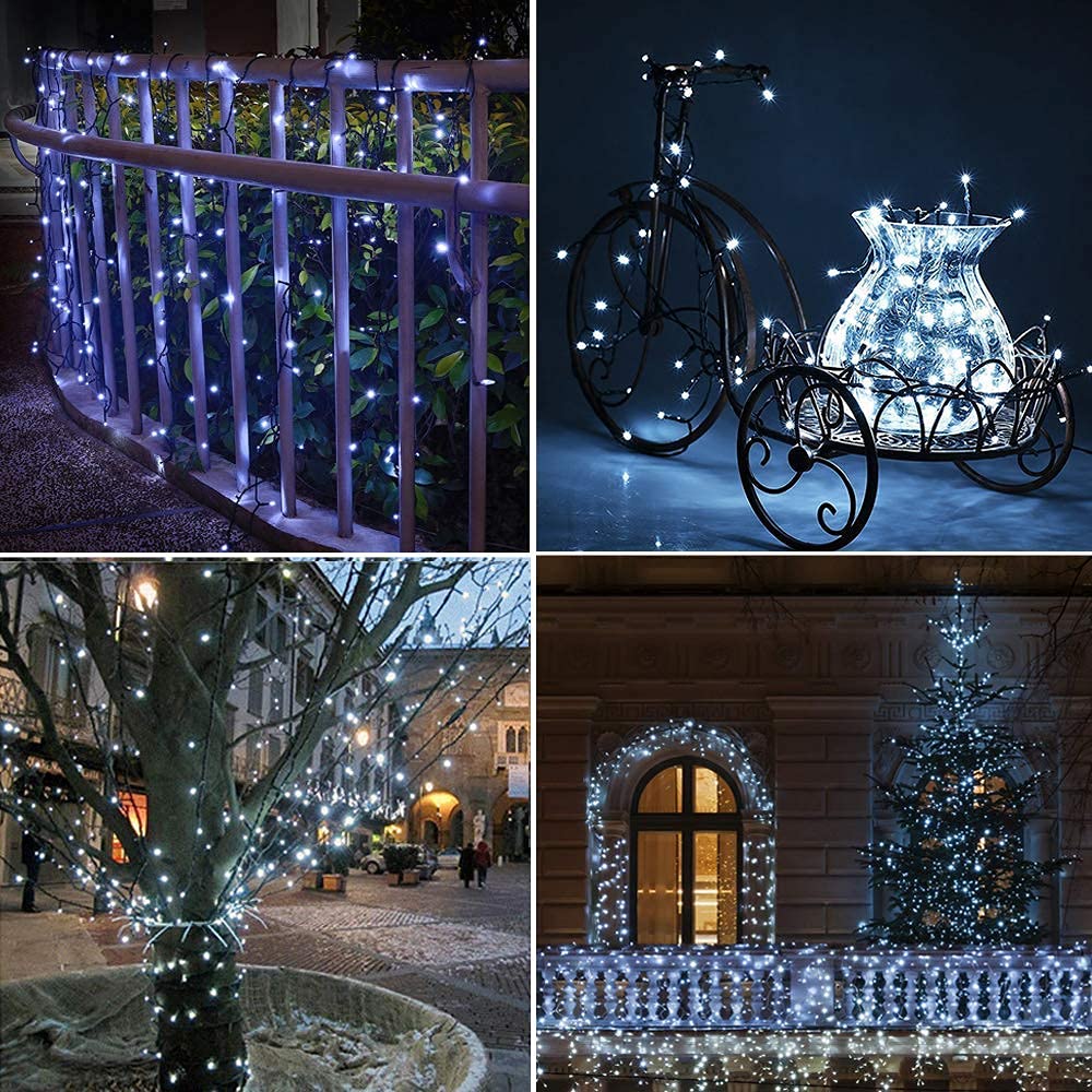 Outdoor String Lights, 105ft 300 LED Remote Control Fairy String Lights, Twinkle Lights with 8 Modes for Tree Wedding Party Patio Garden Birthday Holiday Decoration (White)