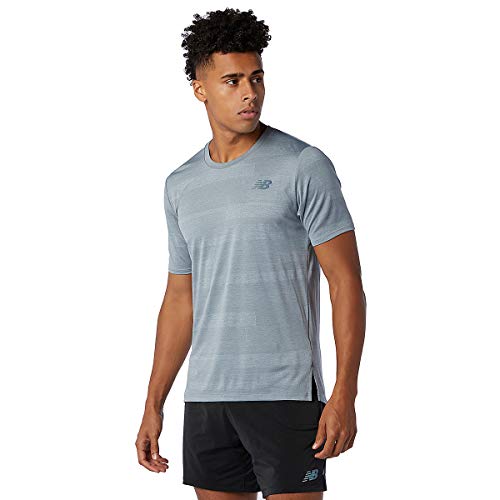 New Balance Men's Q Speed Fuel Jacquard Short Sleeve, Athletic Grey, Small