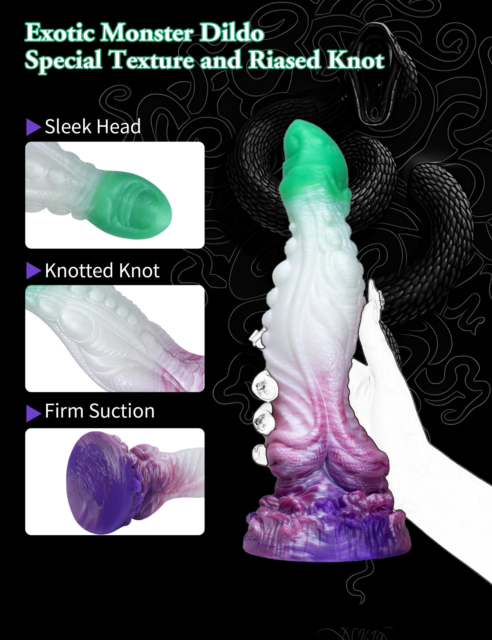 Realistic Thick Dragon Dildo with Knot, 10inch Long Monster Dildos Silicone Fantasy Dildo Anal Plug Toys for Women and Men Couples