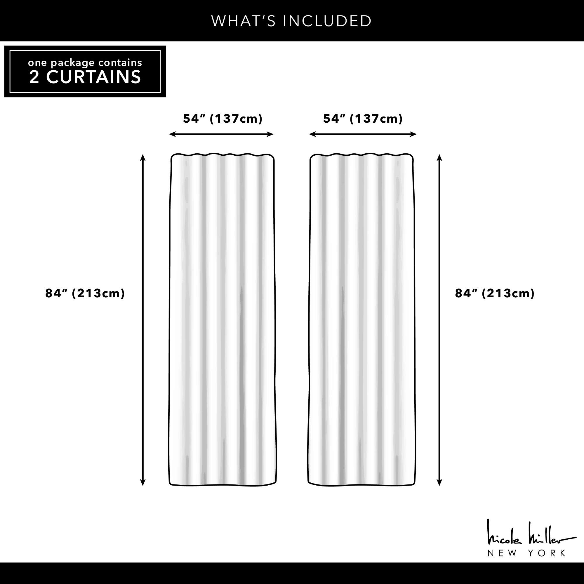 Nicole Miller New York Peterson Cotton Blend Tuxedo Tab Top Light Filtering Curtain Panels, 54"x 84", Indigo, Set of 2