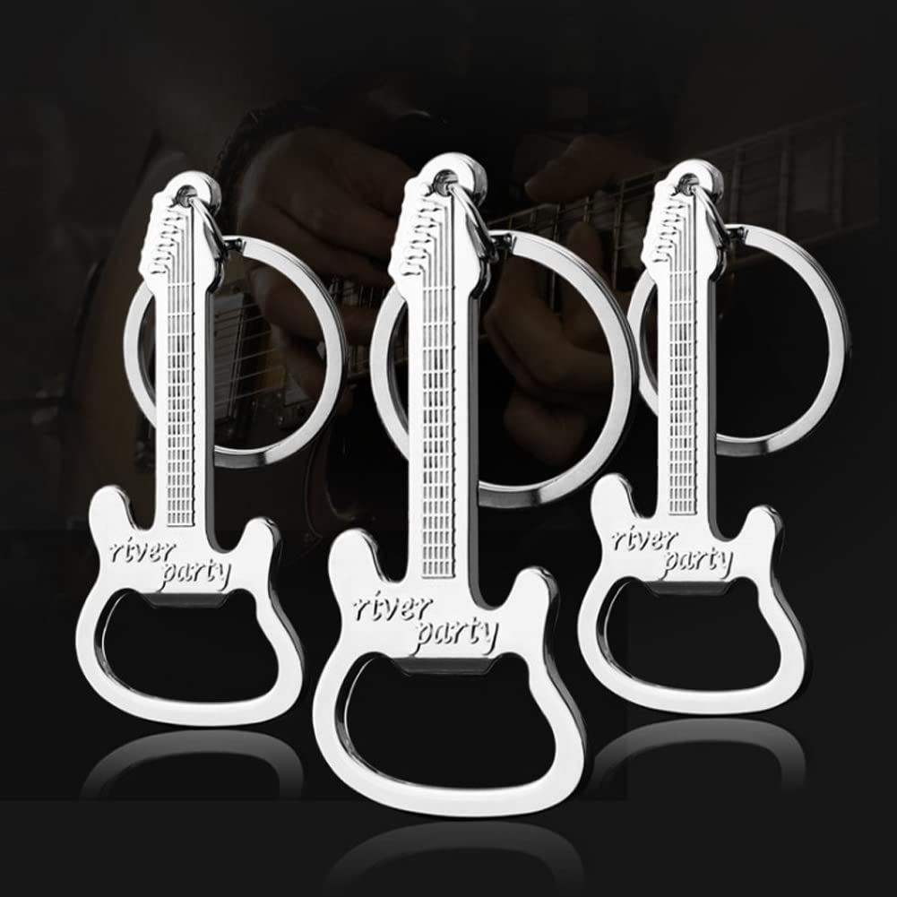 Beer Bottle Guitar Opener Keychain Creative Key Ring Beverage Openers Kitchen Accessories