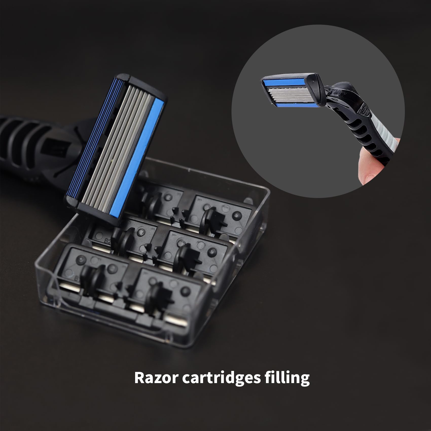 Mens Razor 6 Blade Refills,6 Blade Razor Cartridges with Lubricating Strip,Delivers a Clean, Close Shave,18 Count - blue