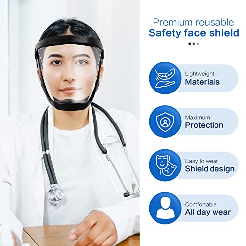Zoldag Super Protective Face Shield Anti-Fog Full Face Safety Shield Unisex All-Inclusive Face Protection with Detachable Flter (Black)