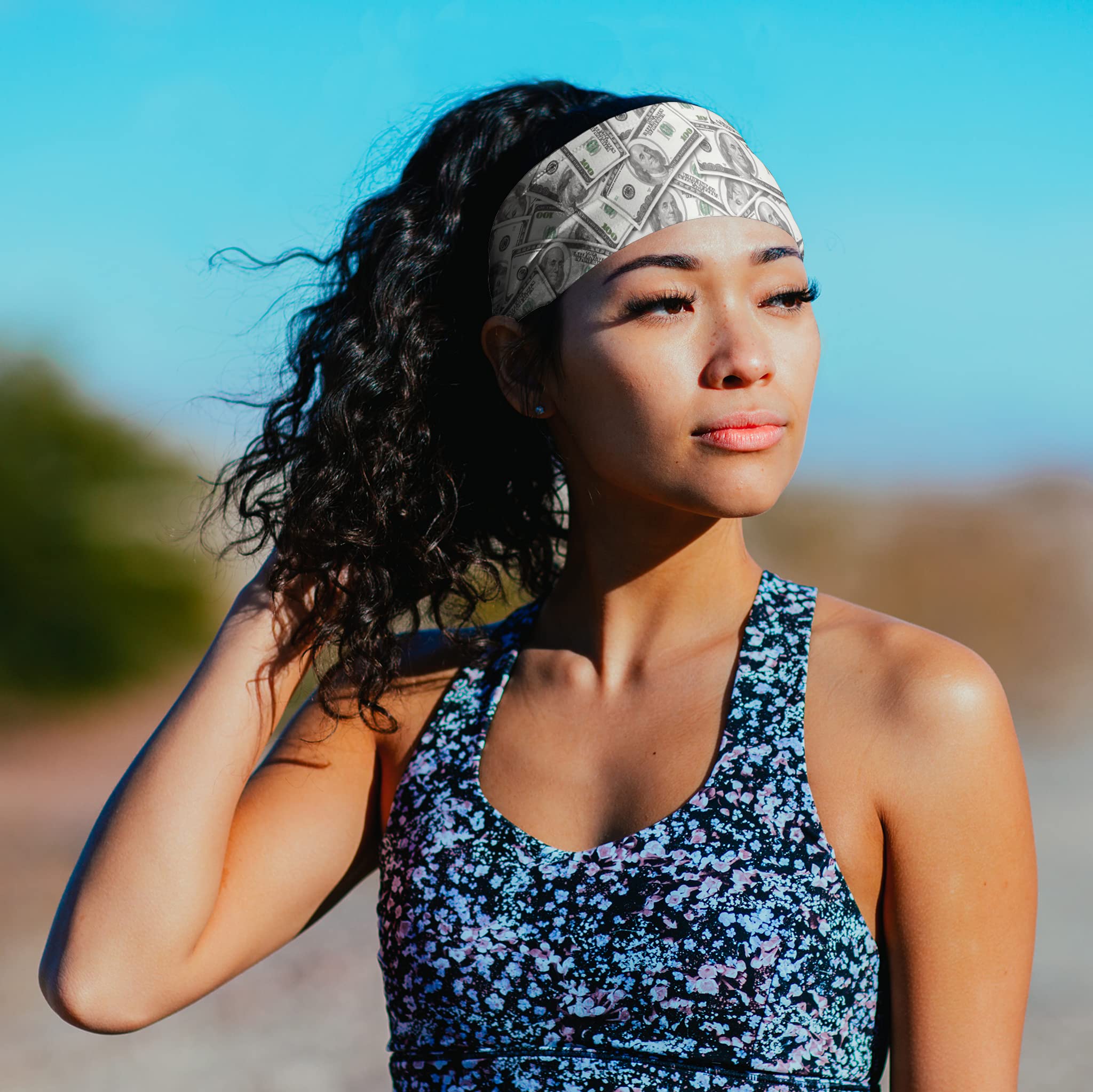 Suddora Dolla Bills Non Slip Tapered Headbands - Running, Sports and Outdoor Activity
