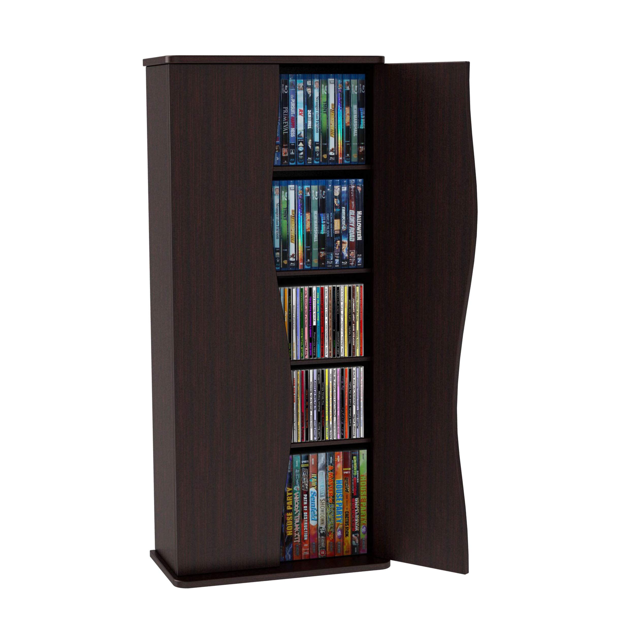 Venus Media Storage Cabinet - Holds 198 CDs, or 88 DVDs or 108 Blu-Rays, 4 Adjustable and 2 Fixed Shelves PN 83035729 in Espresso