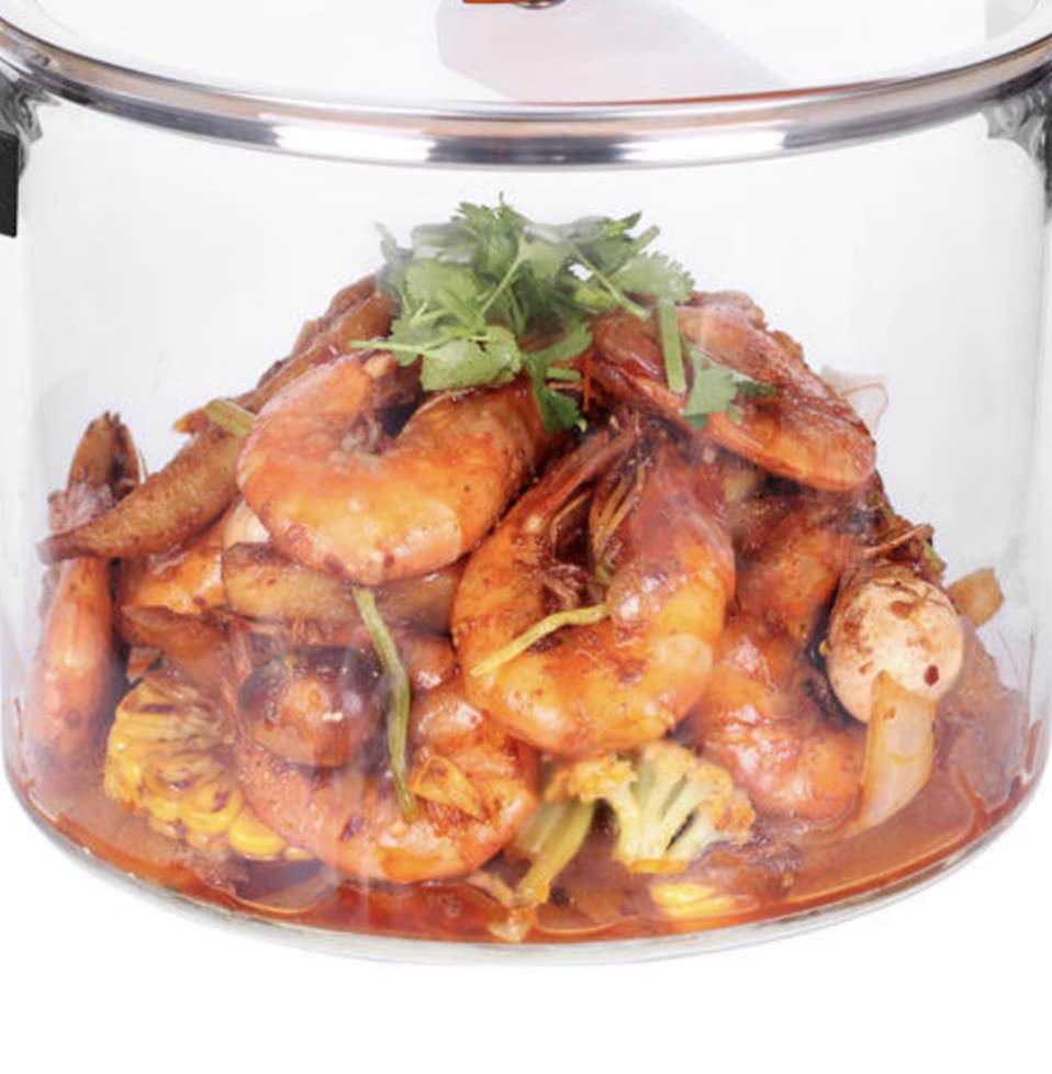 Modern Kitchenette Glass Saucepan with Lid, 1900ML Cooking Pot Clear Simmer Pot with Heat Resistant Handles, Stovetop Soup Pot Borosilicate Glass Cookware, Dishwasher Safe