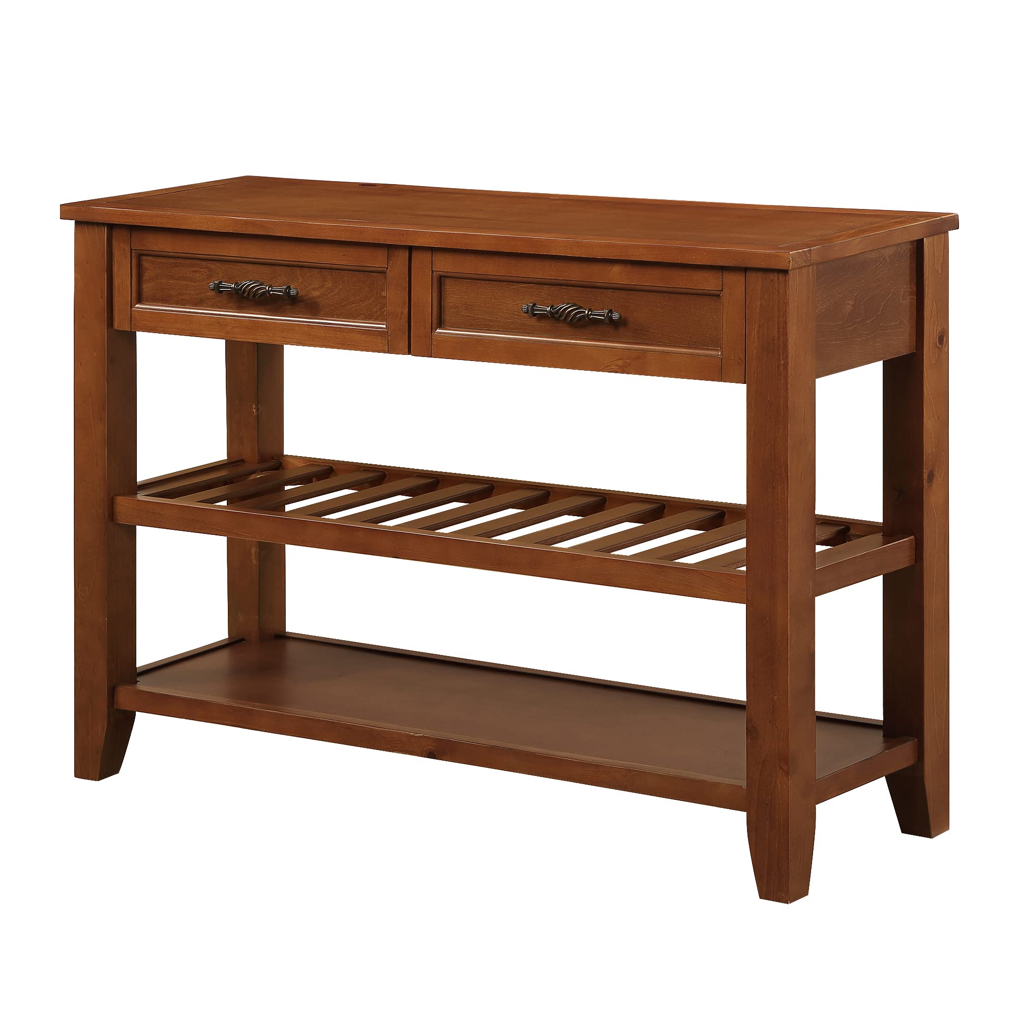 P PURLOVE Sofa Table Retro Style Console Table for Entryway with 2 Drawers and Shelf Living Room Furniture (Antique Blue)