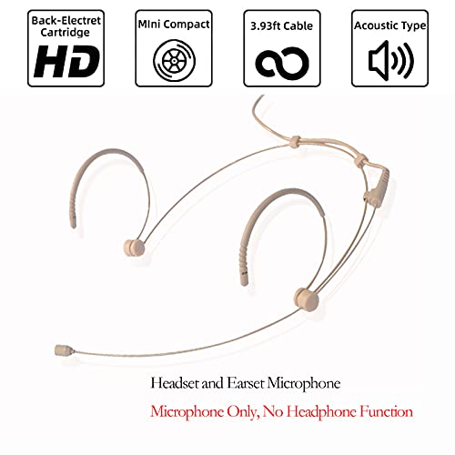 Sujeetec Headset Microphone Discreet Headworn Ear Hook Earset Over The Ear Mic for Sennheiser Wireless Transmitter, Ideal for Lectures, Live Performance, Theater, Podcasts β Beige