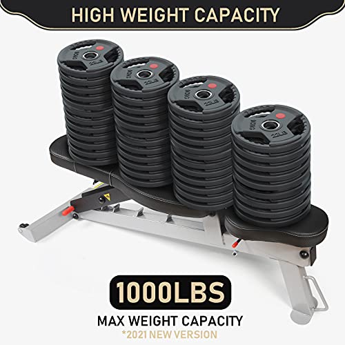 RitFit Adjustable/Foldable Utility Weight Bench for Home Gym, Weightlifting and Strength Training - Bonus Workout Poster with 35 Total Body Exercises(B-Black/Silver)