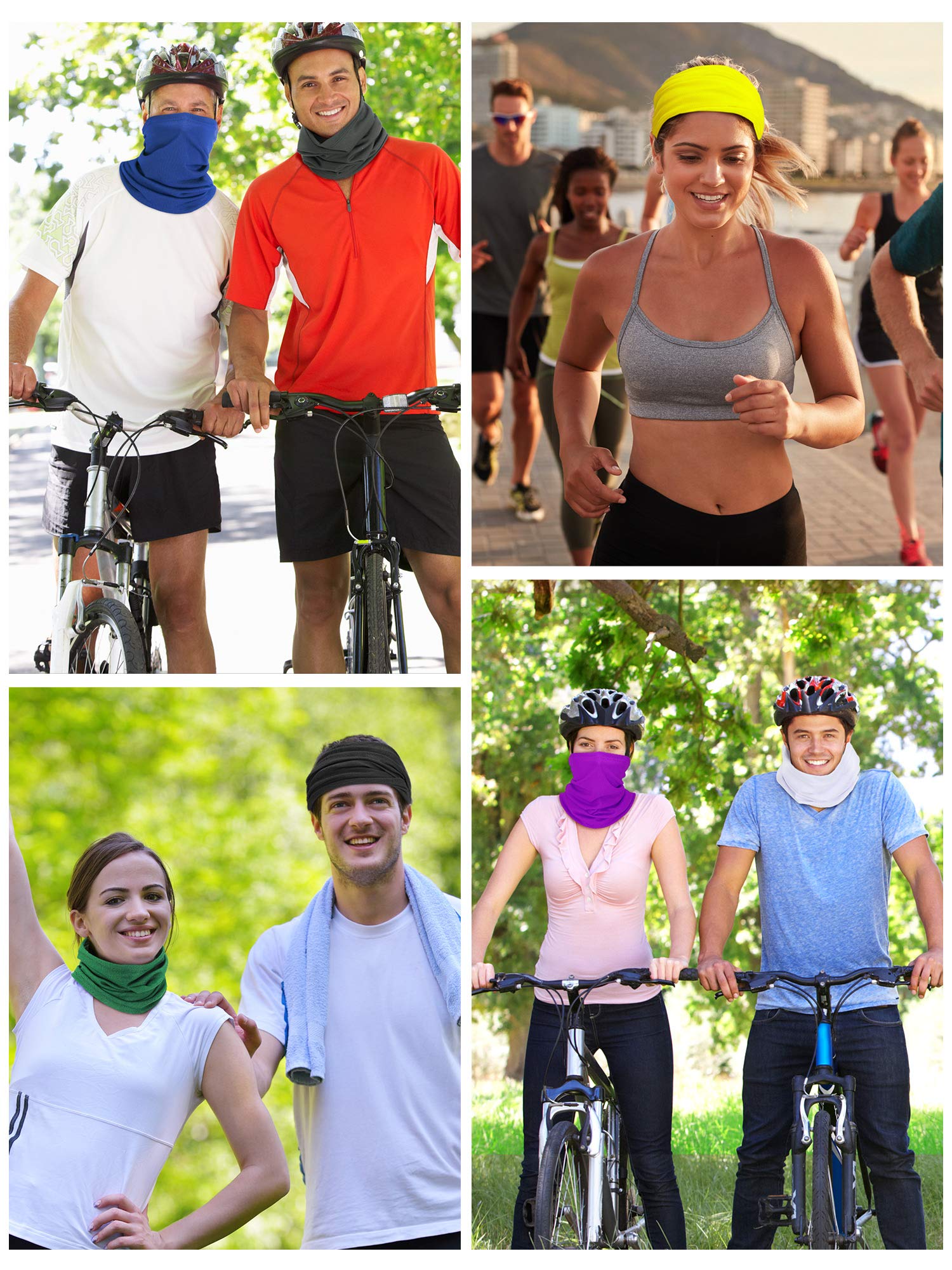 SATINIOR 9 Pieces Summer UV Protection Face Covers Neck Gaiter Breathable Summer Bandana