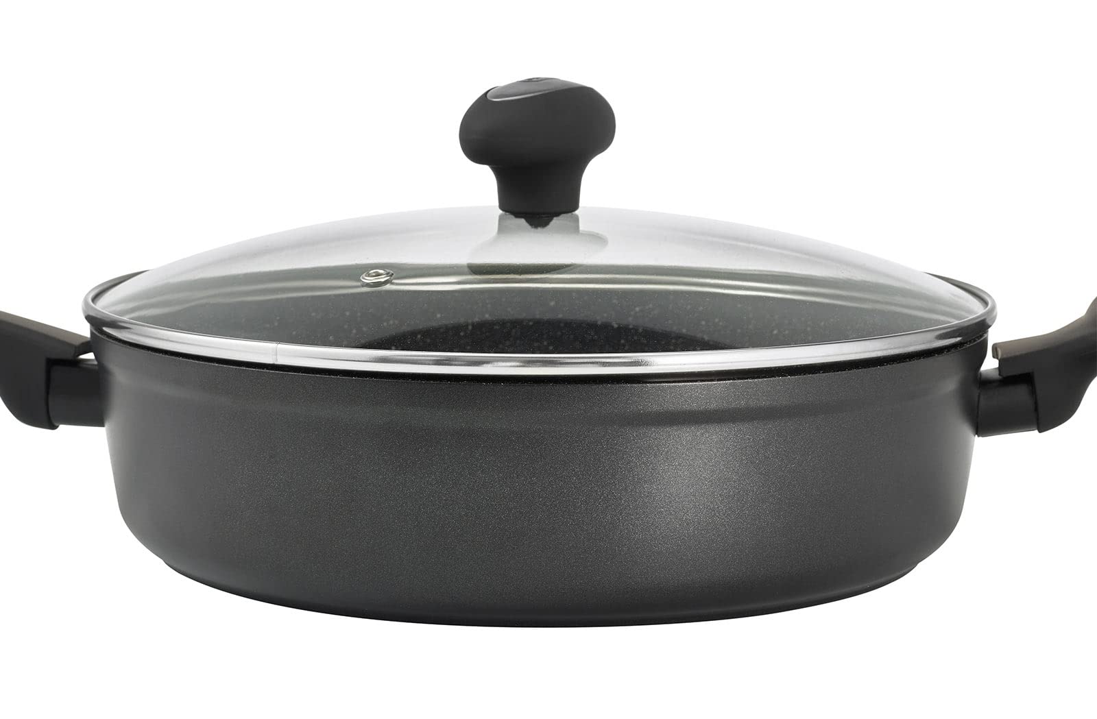 Zyliss Cook Non-Stick Forged Saut茅 Pan with Glass Lid, Aluminium, Black, 53.9 x 29 x 15.6 cm