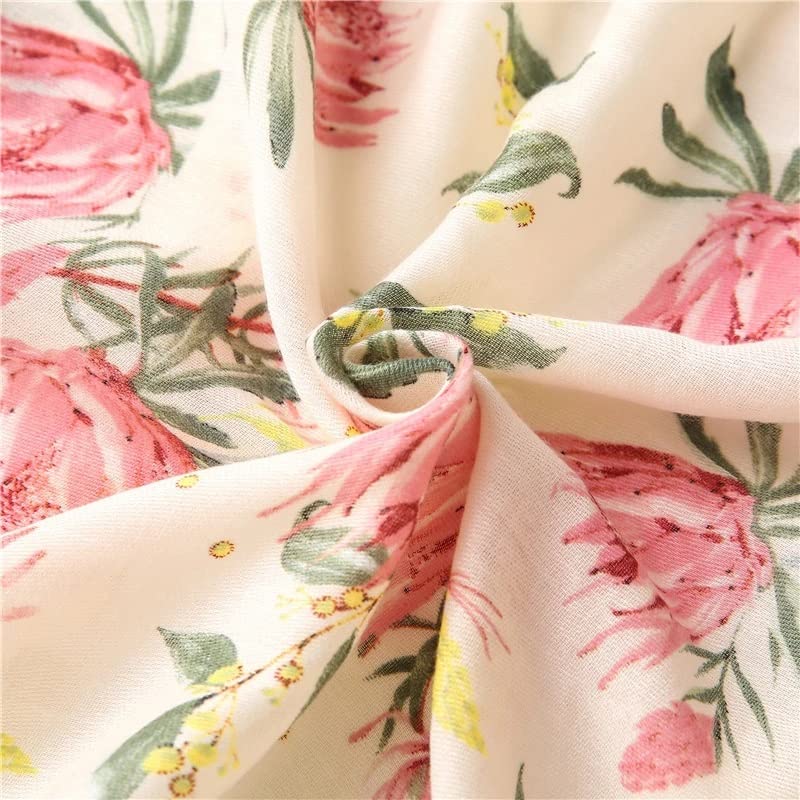 Summer Women Scarf Retro Flower Print Shawls and Wraps Beach Scarves (Color : A, Size : One Size)