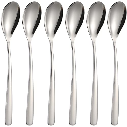 Soup Spoons Set of 6 Stainless Steel Round Spoons Asian Soup Spoon Long Handle Dinner Spoons for Kitchen Restaurant Home
