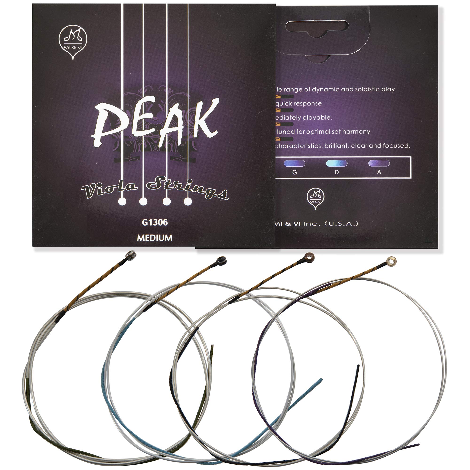 MI&VI PEAK Premium Viola Strings β Universal Full Set (A-D-G-C) for 12β Violas | Synthetic Core | Ball-Ends | Medium Gauge Tension - By MIVI Music