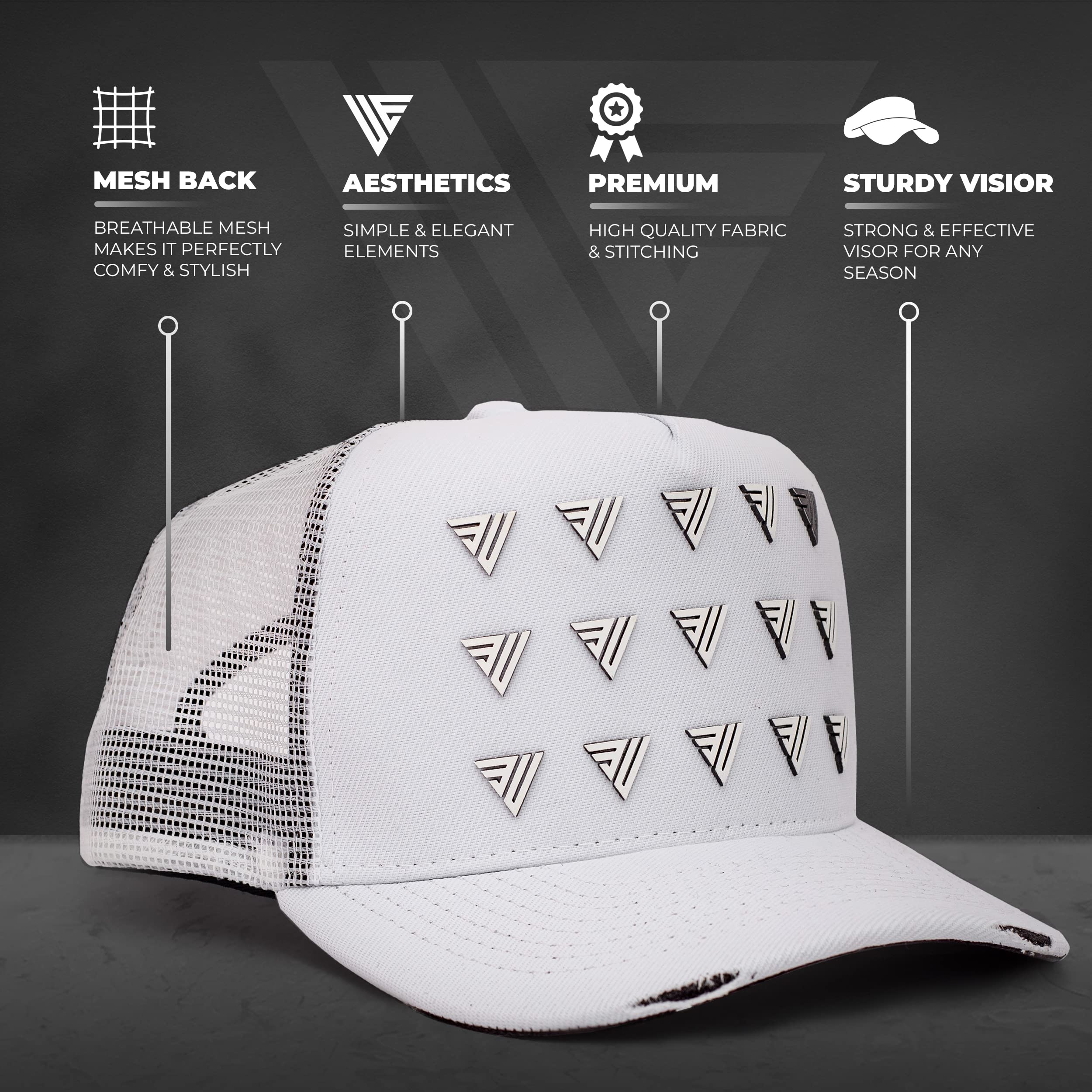 Urban Effort Snapback Trucker Hat | Breathable Mesh Baseball Cap for Men & Women | Adjustable Fit for Casual & Streetwear White