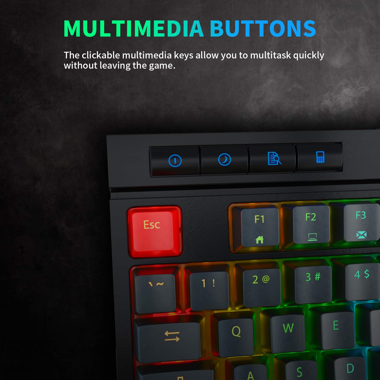 STOGA Mechanical Gaming Keyboard,87 Keys Wired Gaming Keyboard,LED Rainbow Backlit Keyboard with Blue Switches for Windows/MAC/Gaming PC(Black)