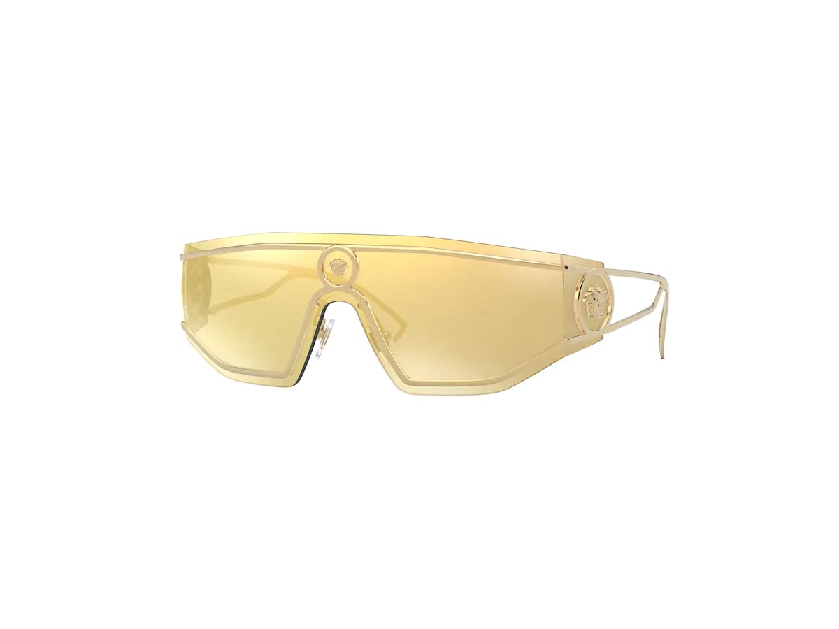 Versace VE2226 100027P 45MM Gold/Brown Mirror Gold Sunglasses for Men + BUNDLE with Designer iWear Eyewear Kit