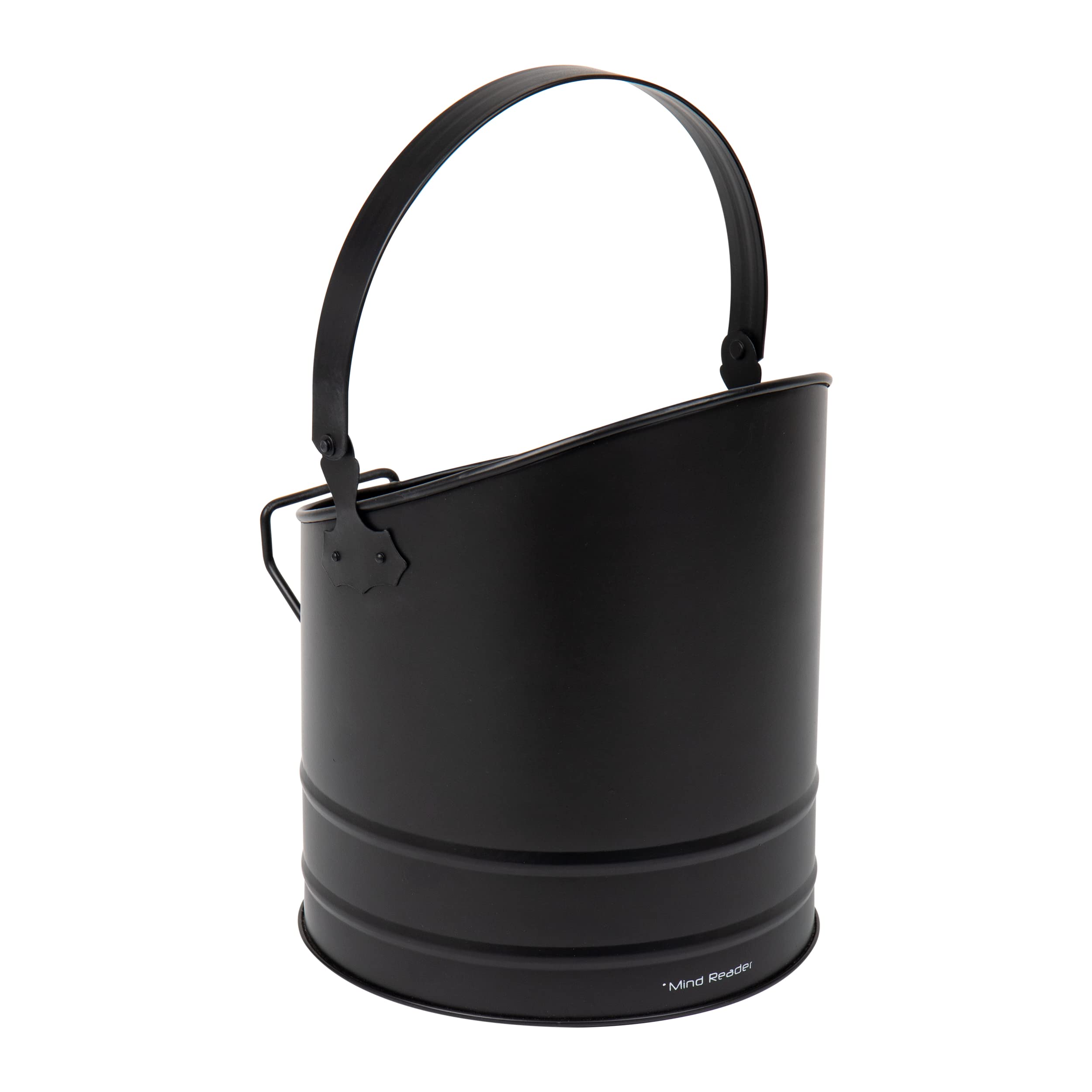 Mind Reader Ash Bucket, 6L (1.5 gal) Capacity, Wood Stove Fireplace Accessories, Metal, 9" L x 9" W x 10.5" H, Large, Black