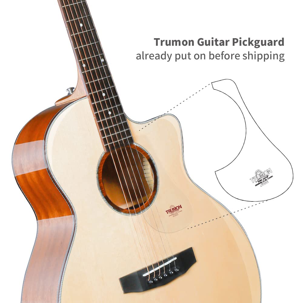 TRUMON Acoustic Guitar Solid Spruce Top for beginner Adult Full Size Dreadnought Cutaway Guitar Bundle with Gig Bag Strings Capo Pickguard Pick Right Hand
