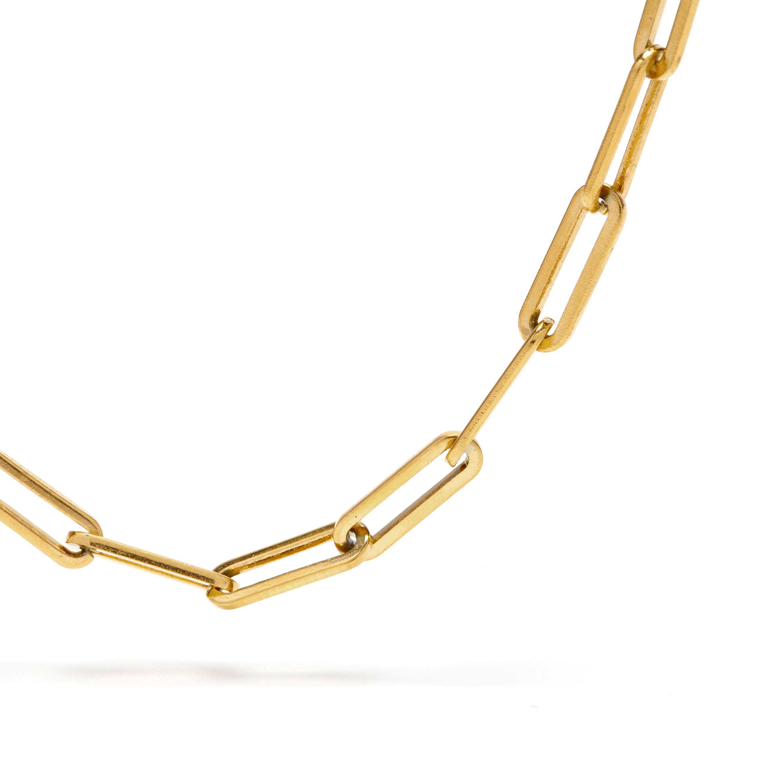 STONEMINT 18k Warm Yellow Gold-Plated 4.8mm Paperclip Link Chain Necklace - 24"