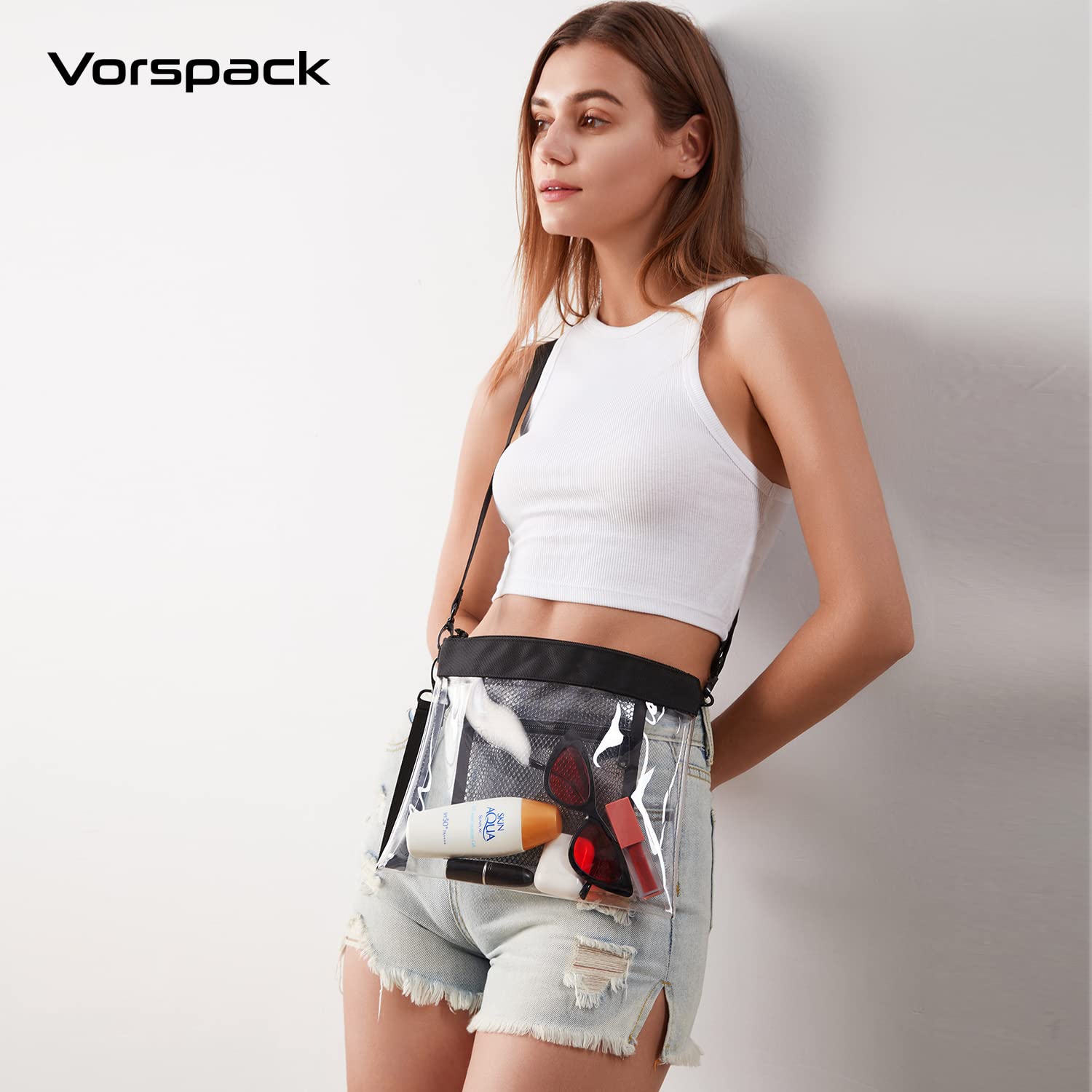 Vorspack 2 Packs Clear Purse Stadium Approved Clear Bag with Inner Pocket for Sport Events Games Concert
