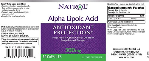 Natrol Alpha Lipoic Acid 300mg Capsules, 50 Count (Pack of 3)