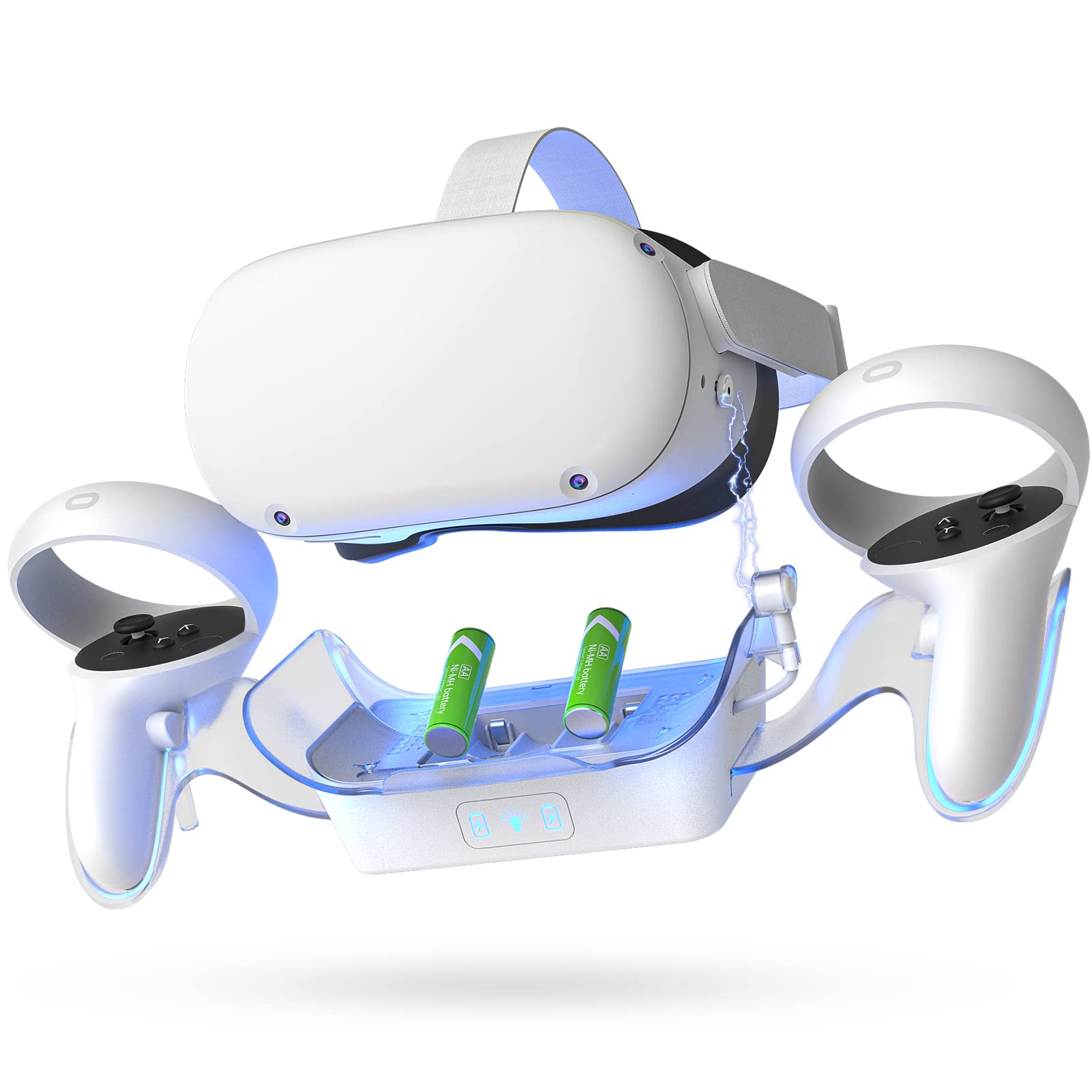 ToyBag Charging Dock compatible for Quest 2, Charging station for VR Headset with 2 rechargeable batteries and Magnetic covers, compatible with quest 2 accessories