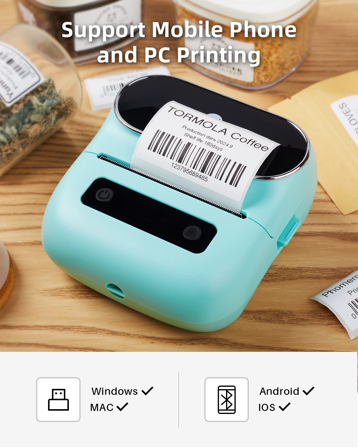 Phomemo M220 Label Maker, New Flagship 3.14 Inch Bluetooth Thermal Label Printer for Barcode, Address, Labeling, Mailing, File Folder Label, Easy to Use, with 3 Rolls Label