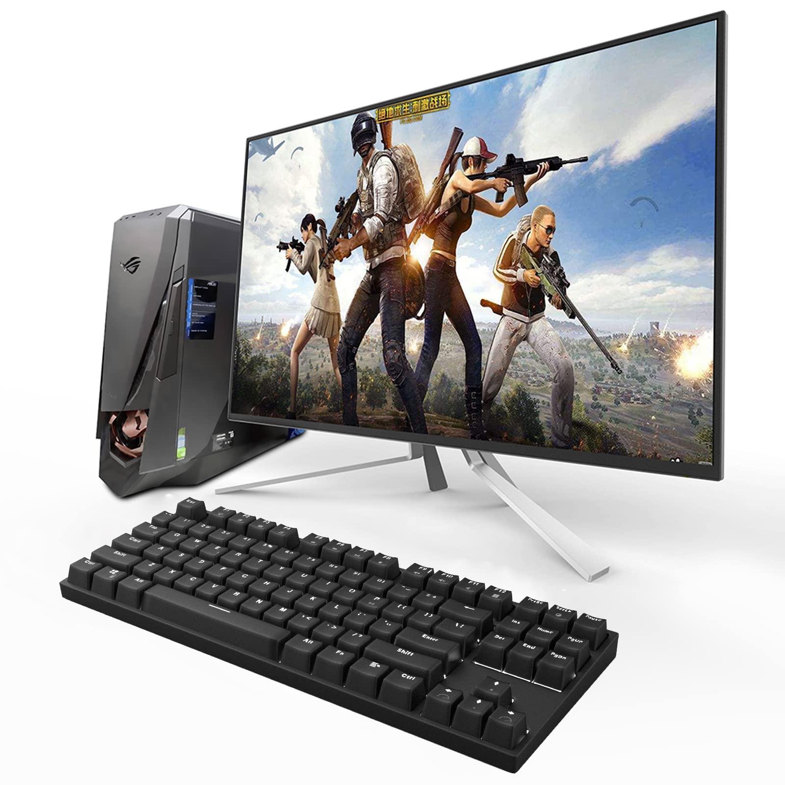 RK ROYAL KLUDGE RK987 Mechanical Keyboard 87 Keys White LED Backlight Tenkeyless Gaming Keyboard, Wired/Wireless Bluetooth Gaming/Office for iOS Android Windows MacOS and Linux (Black and red)