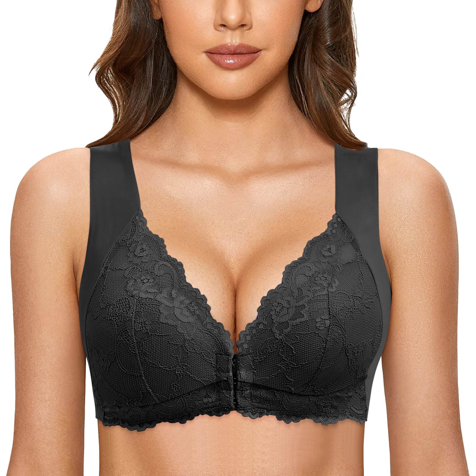 Womens Gstring Thong Panties Womens No Steel Ring French Womens Front Close Bra T Back Plus Size Seamless Unlined Bra for Large Bust Strap Less Bra