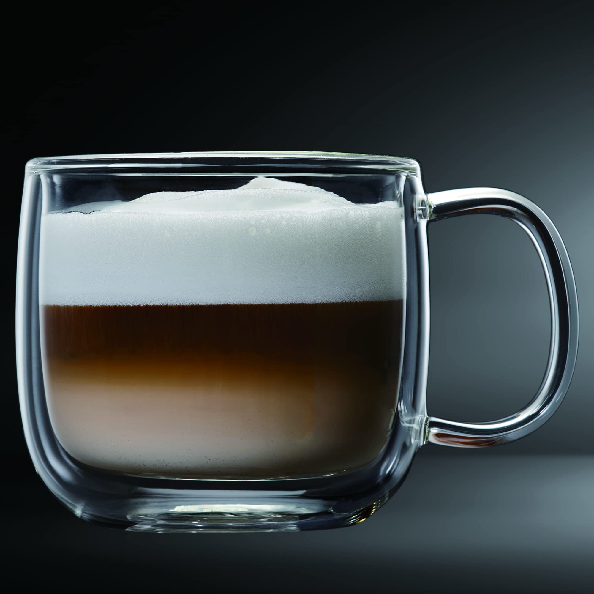 Safdie & Co. 2 PCS Set Insulated, Cappuccino Cups,Glass Coffee Mug, 475ml, Transparent