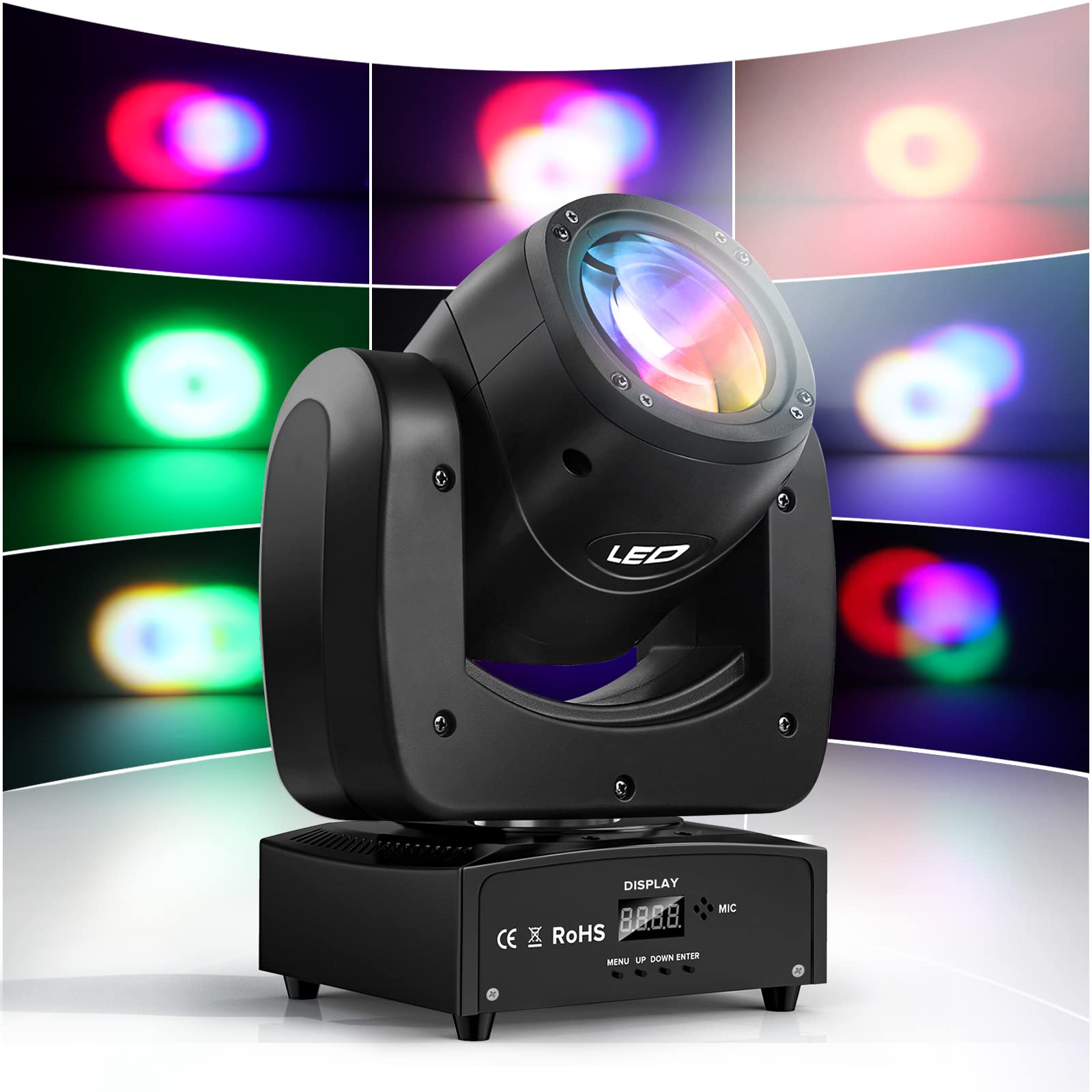 U`King 60W Moving Head Light DJ Lights RGBW LED Spotlight with Sound Activated and DMX Controller for Wedding Parties Church Live Show Disco Bars Stage Lighting