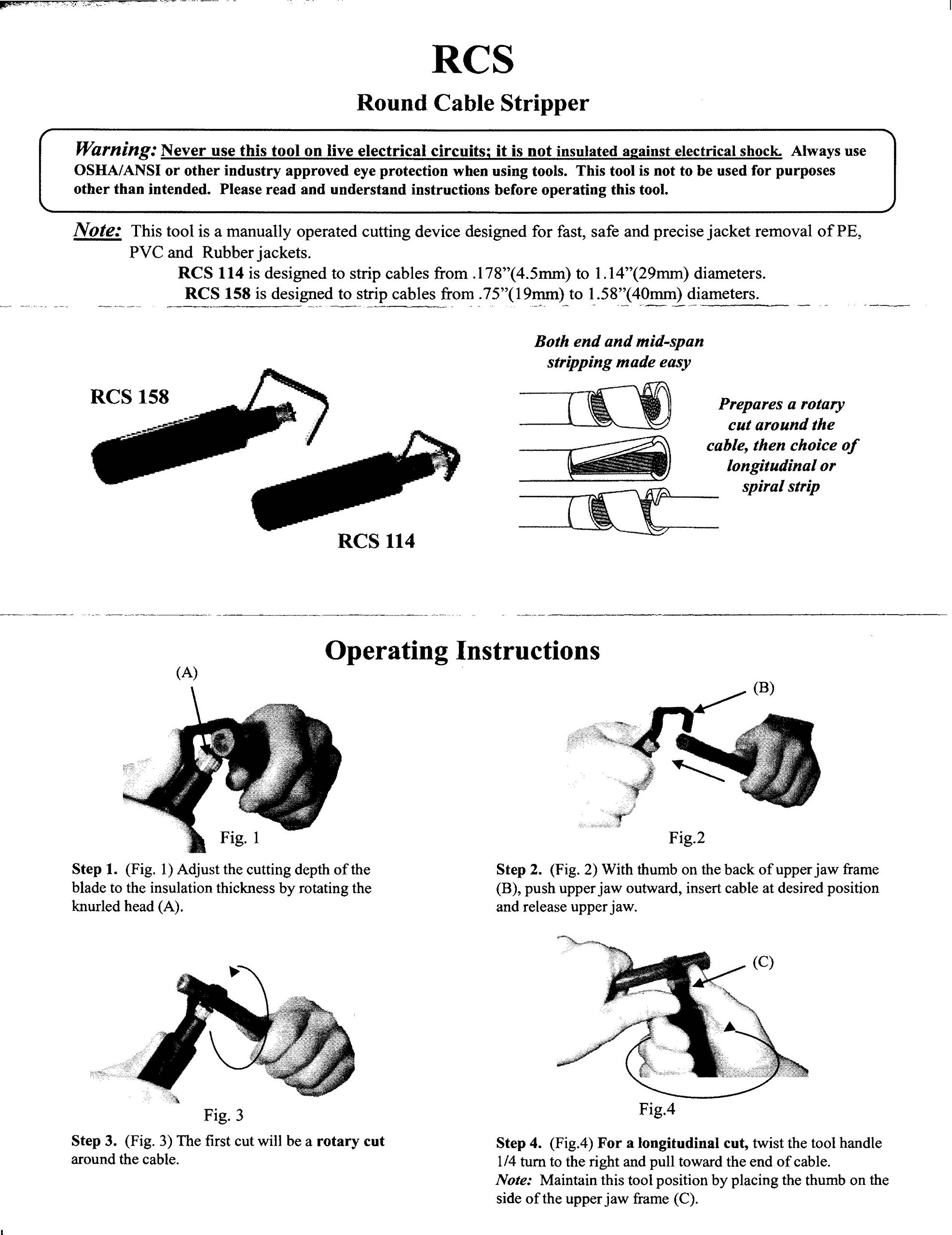 Miller RCS-114 Round Cable Slitter - for 4.5mm to 29mm diameter