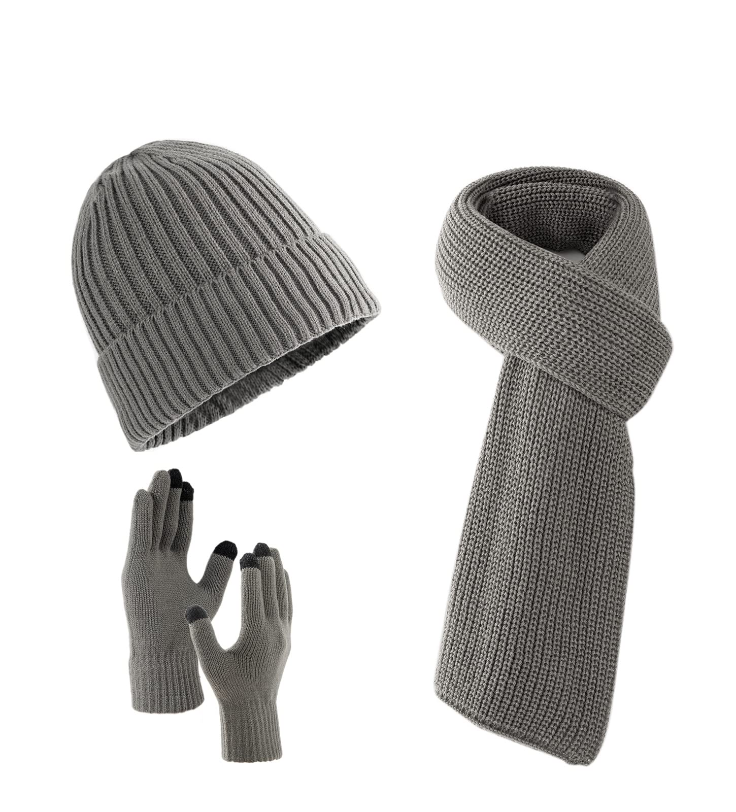 Villand Scarf Beanie Golves Set for Women and Men with Gift Box (Coffee)