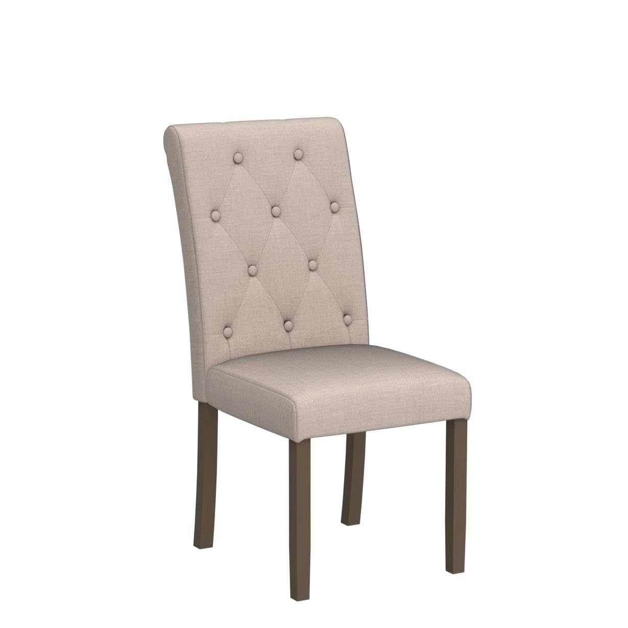 Merax Set of 2 Fabric Dining Chairs, Noble and Elegant Tufted Dining Chair with Solid Wood Legs, Dining Room Set (Beige and Light Brown)