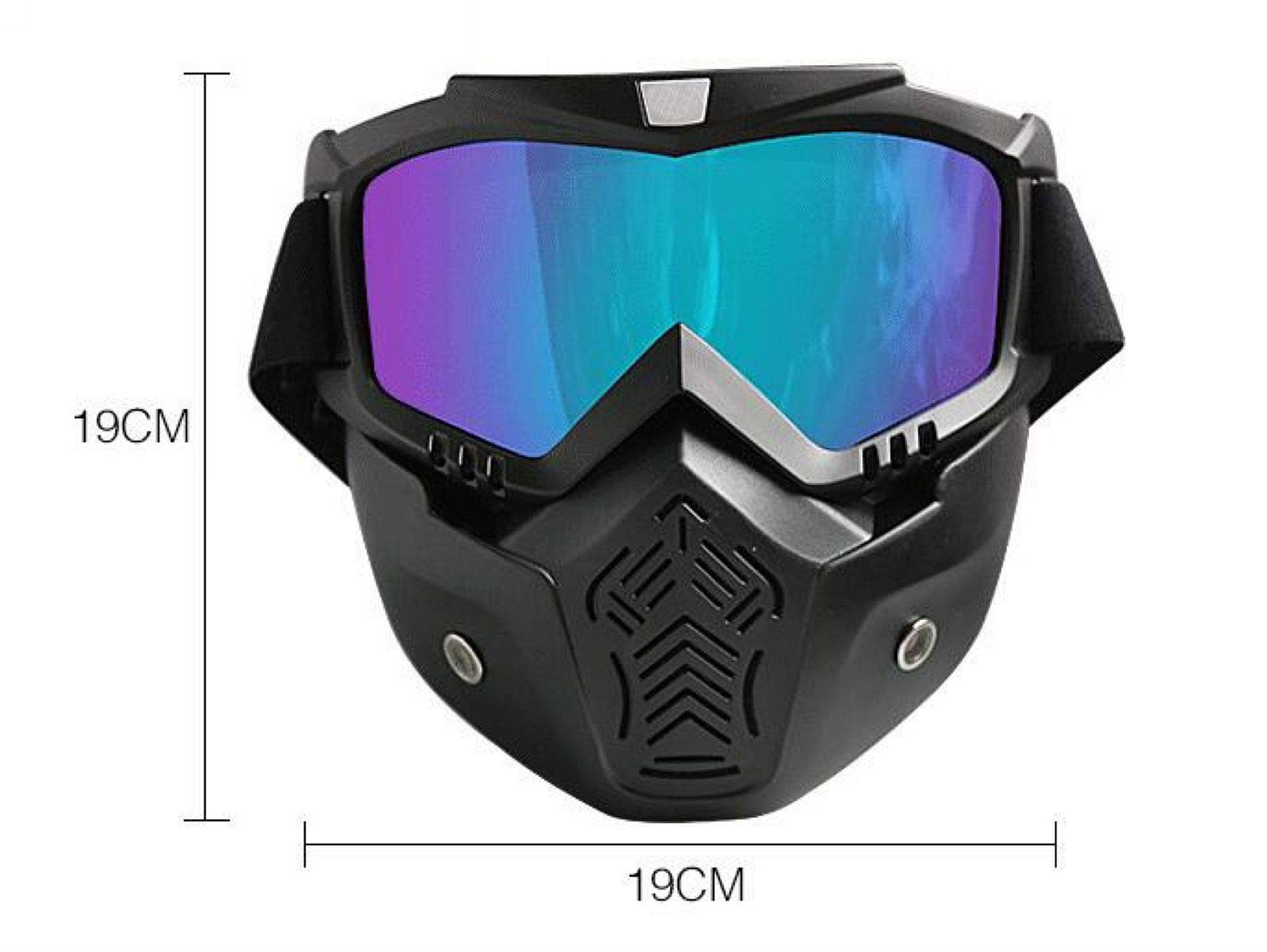Retro Vintage Glasses Cross Country Motorcycle Goggles Skiing Goggles Outdoor Riding Cycling mask Goggles (Black Frame Colourful)